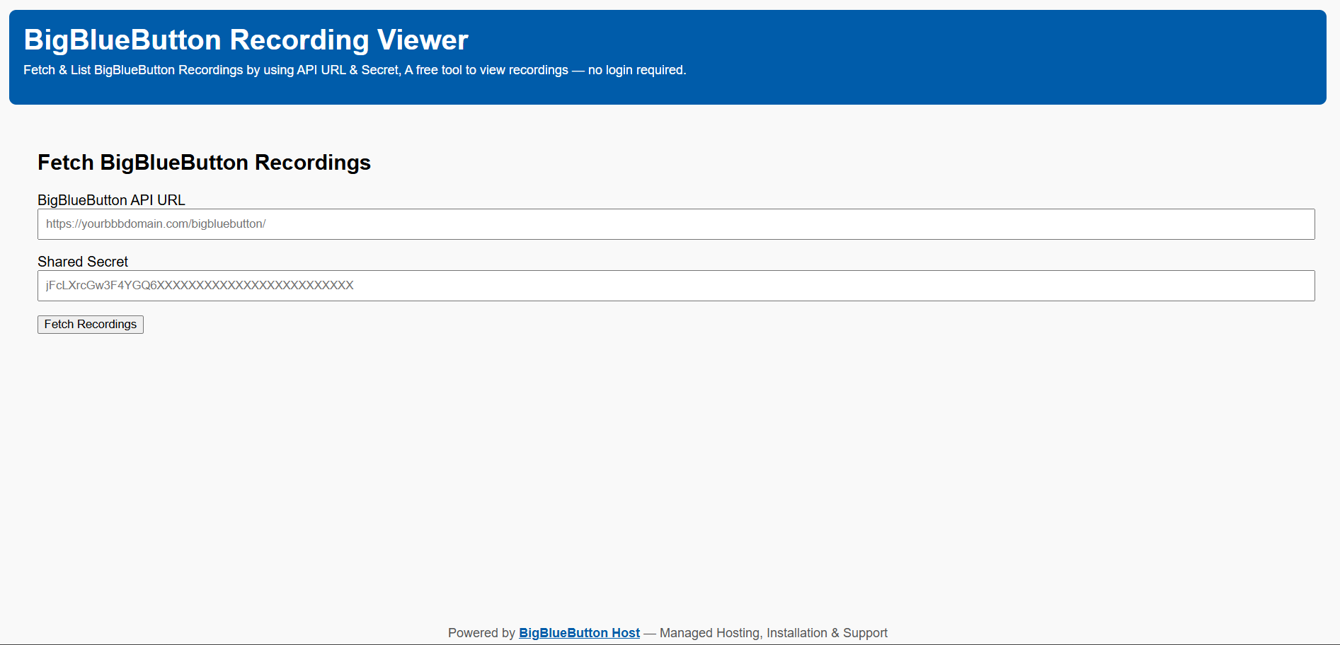 BigBlueButton Recording Viewer - BigBlueButton Host